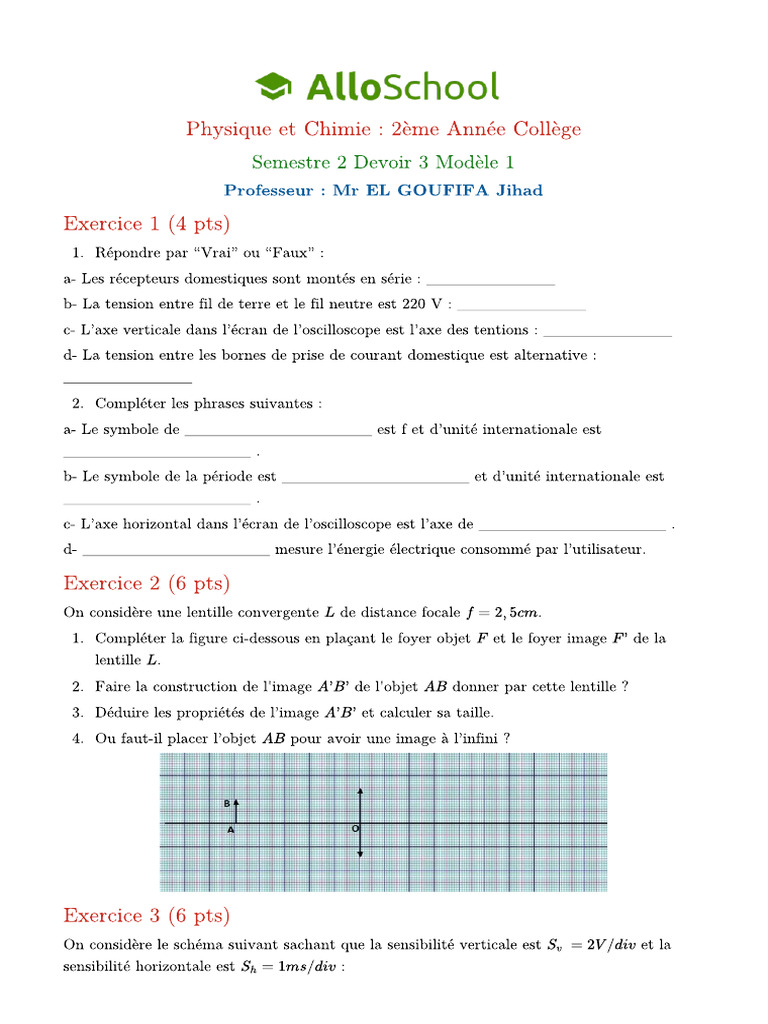 PC 2ac Semestre 2 Devoir 3 Modele 1 1 | PDF