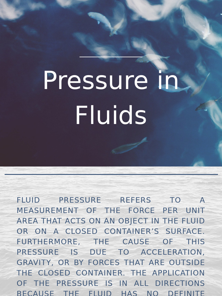 Pressure in Fluids | PDF