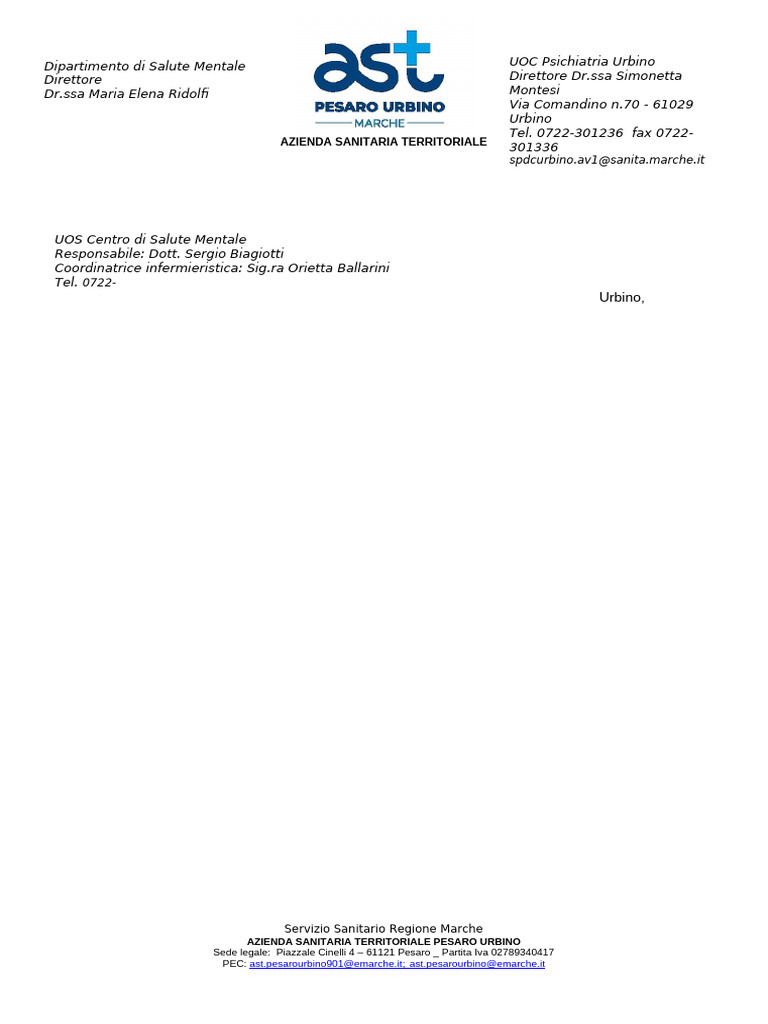 Carta Intestata AST-CSM Urbino | PDF
