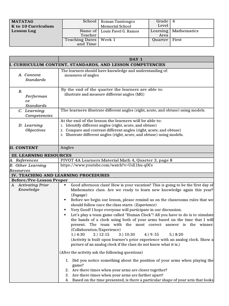 Demo-Teaching-Matatag Math 4 - Louis Pavel Ramos | PDF