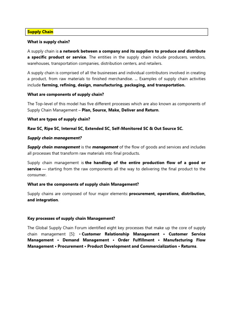 Final Note Ms - Supply Chain | PDF