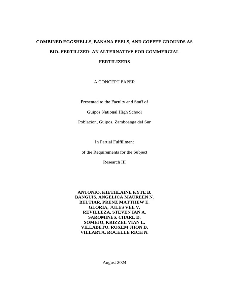 Final Concept Paper Combined Bio Fertilizer 082931 | PDF