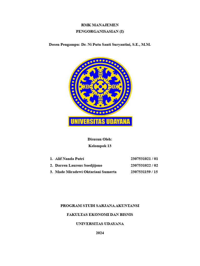 RMK MANAJEMEN PENGORGANISASIAN (I) (1) | PDF