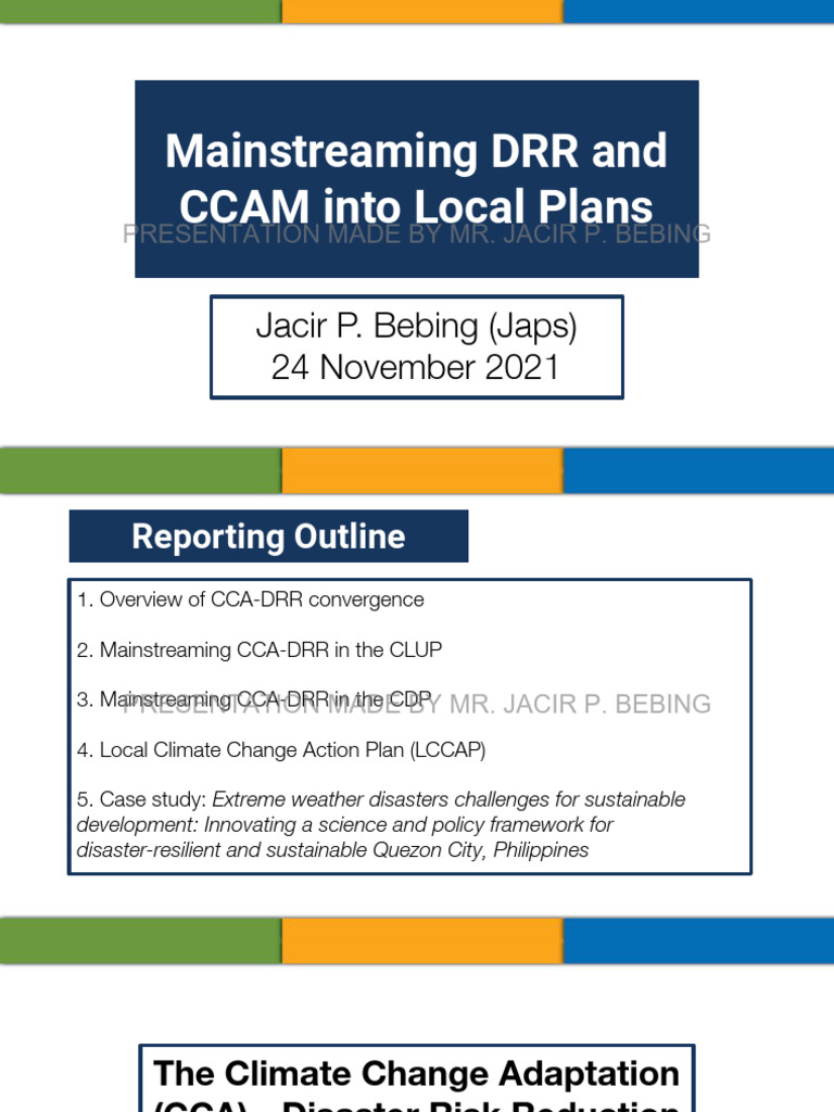 Mainstreaming DRR and CCAM Into Local Plans | PDF | Disaster Risk ...