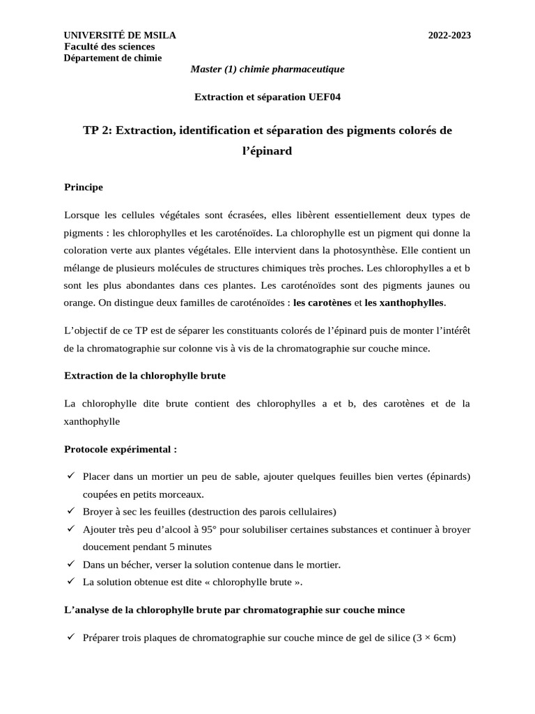TP2 M1 Extraction | PDF