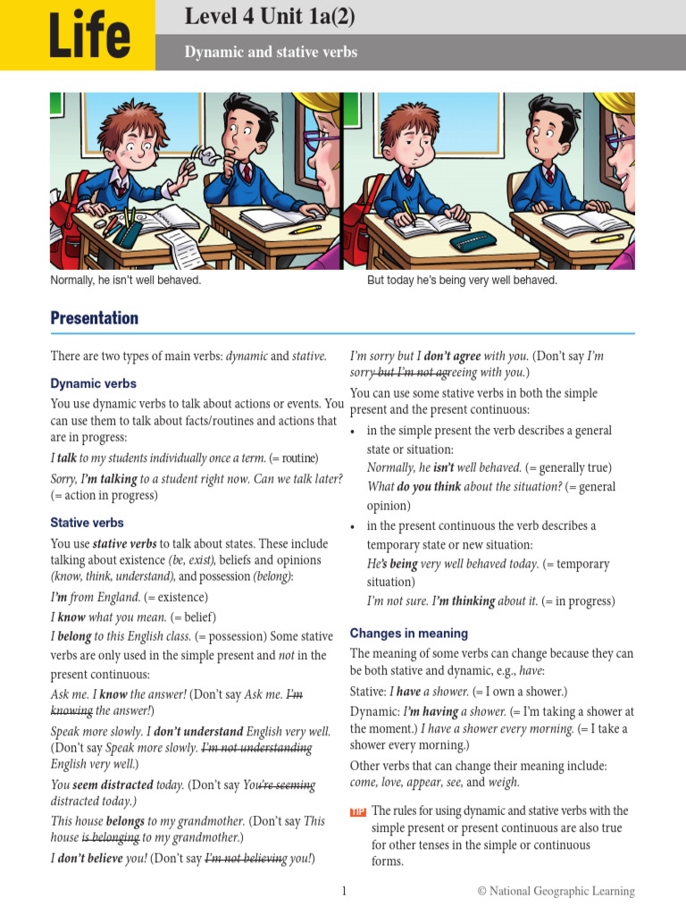 Dynamic and Stative Verbs | PDF