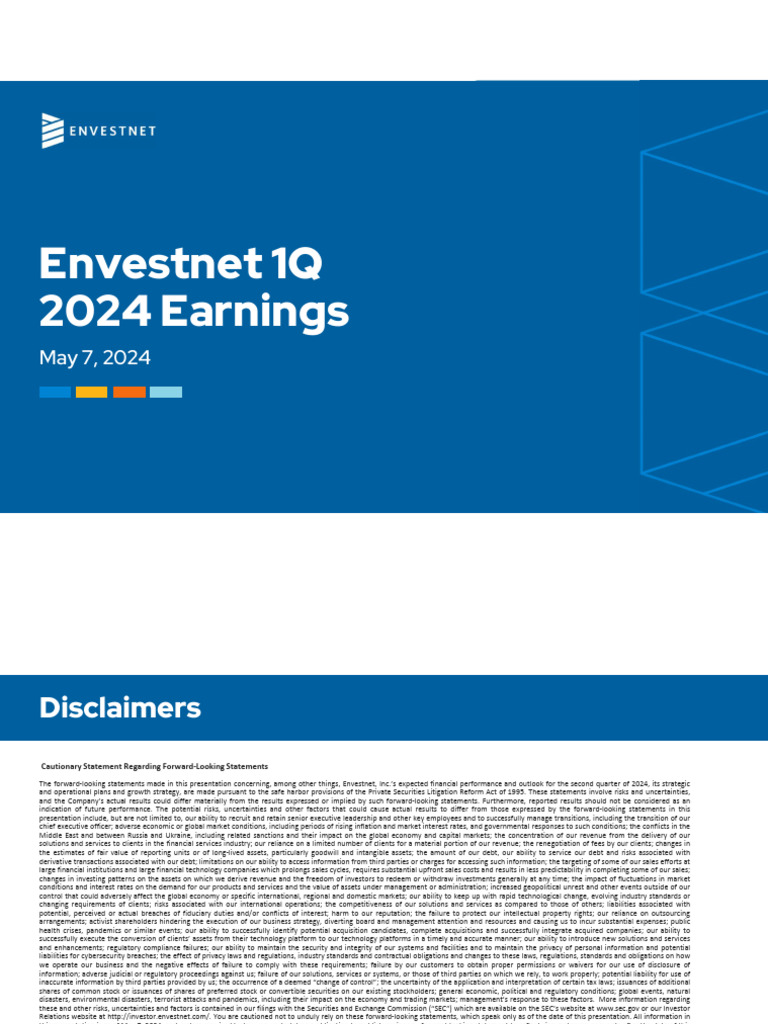 ENV Q1 2024 10Q Earnings Presentation | PDF | Income | Law