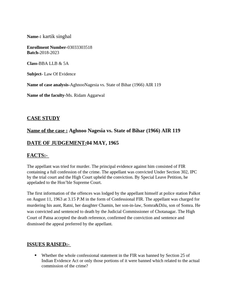 evidence case analysis | PDF