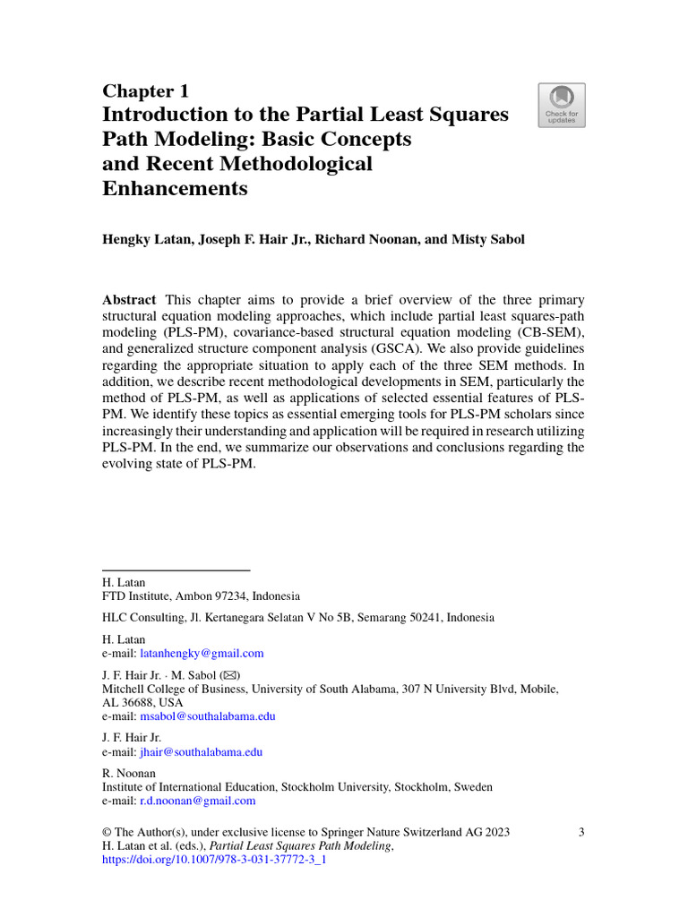 Introduction To The Partial Least Squares Path Modeling: Basic Concepts and Recent ...