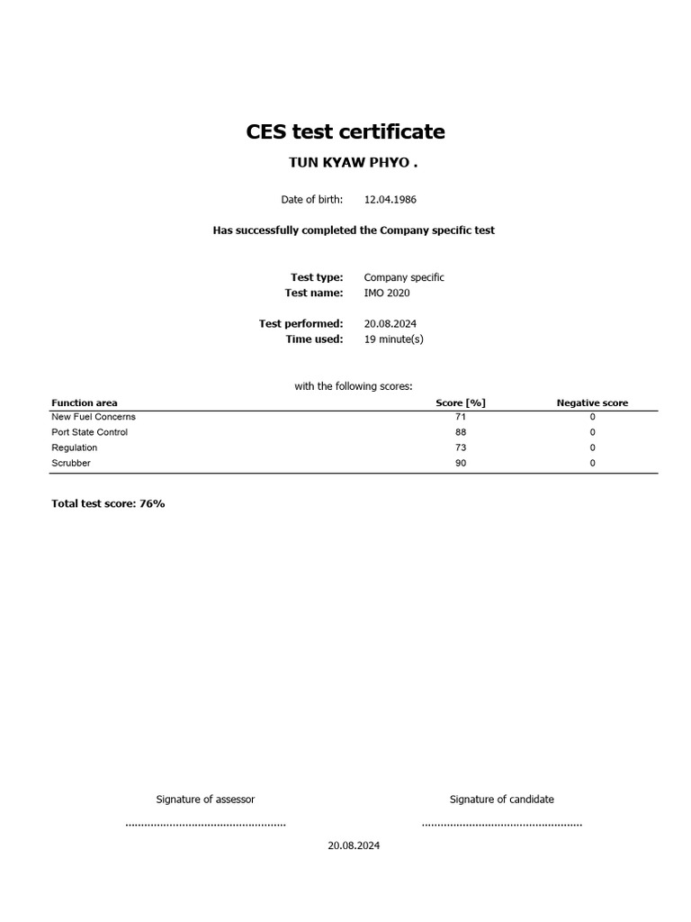 CESTest Certificate | PDF