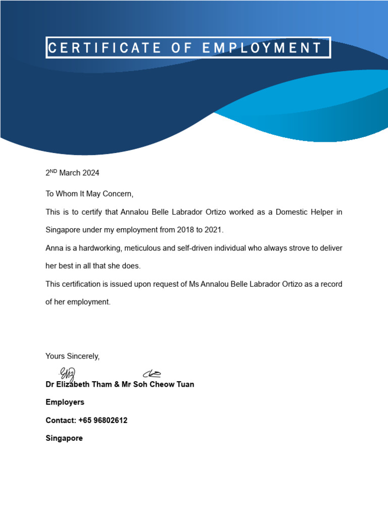 Certificate of Employment | PDF