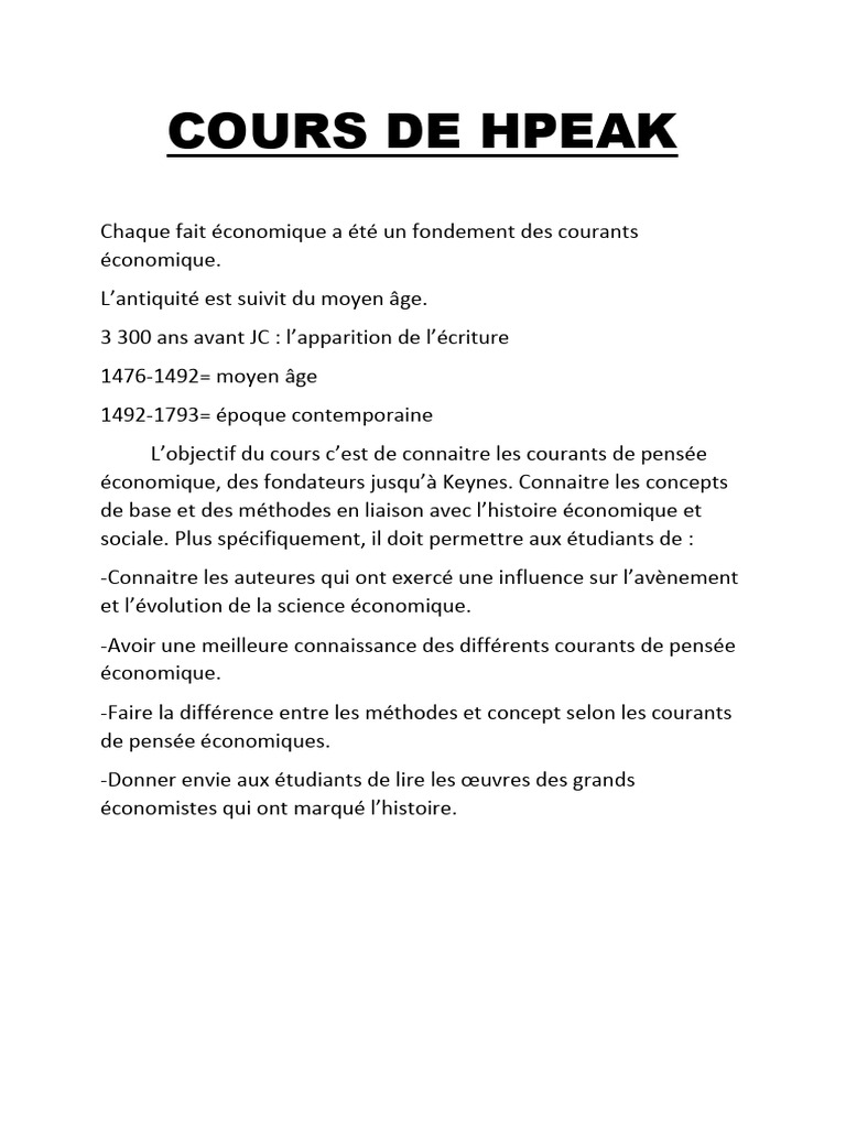 Cours de Hpeak | PDF
