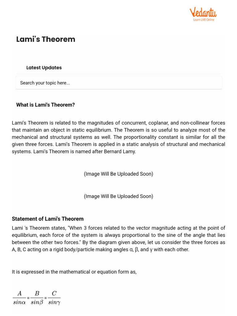 Lami's Theorem | PDF Lami's Theorem | PDF