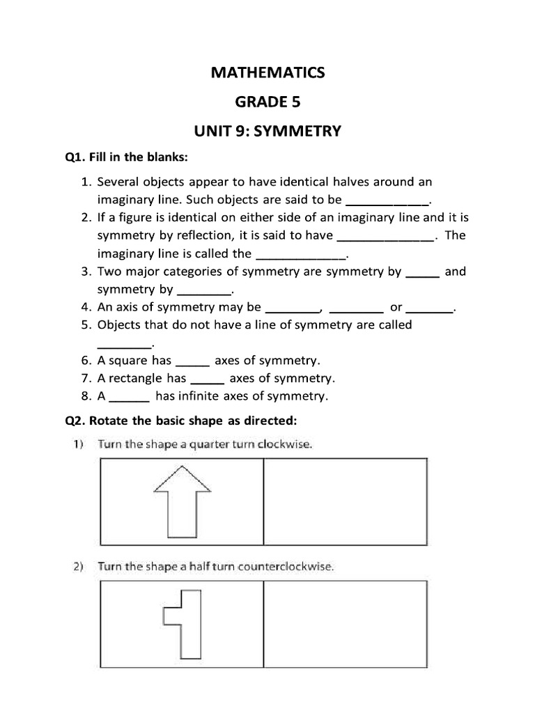 U9 Symmetry-G5 MATH | PDF