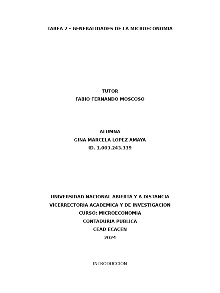 Tarea 2 - Generalidades de Microeconomia | PDF