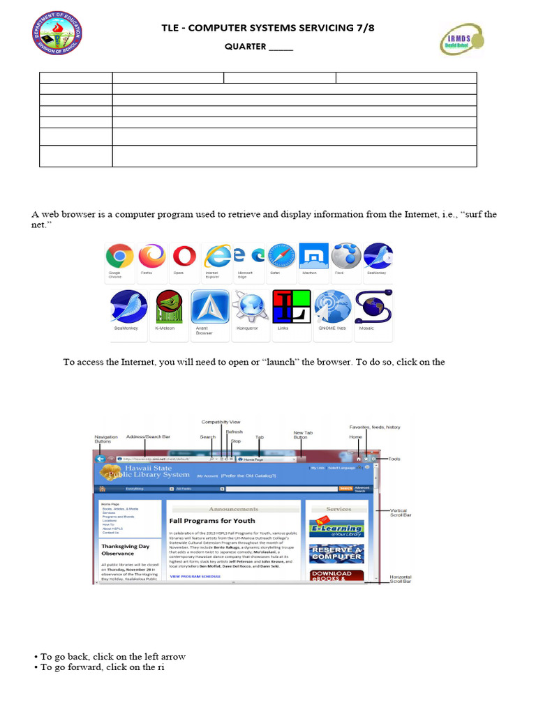 Tle - Computer Systems Servicing 7/8: Quarter: 1 Week: 7 Day: 1 25 Competency: Objectives: Topic ...
