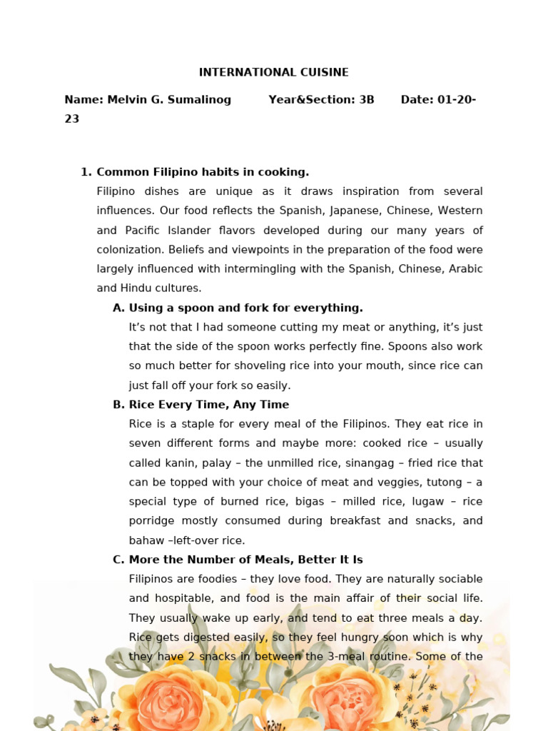INTERNATIONALCUISINE Sumalinog | PDF