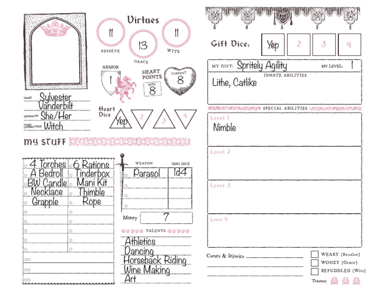 PerilsandPrincesses CharacterSheet V3 | PDF