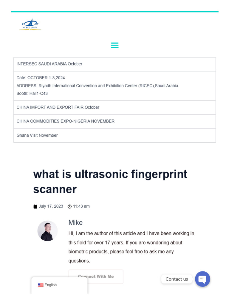 What Is Ultrasonic Fingerprint Scanner HFSECURITY | PDF