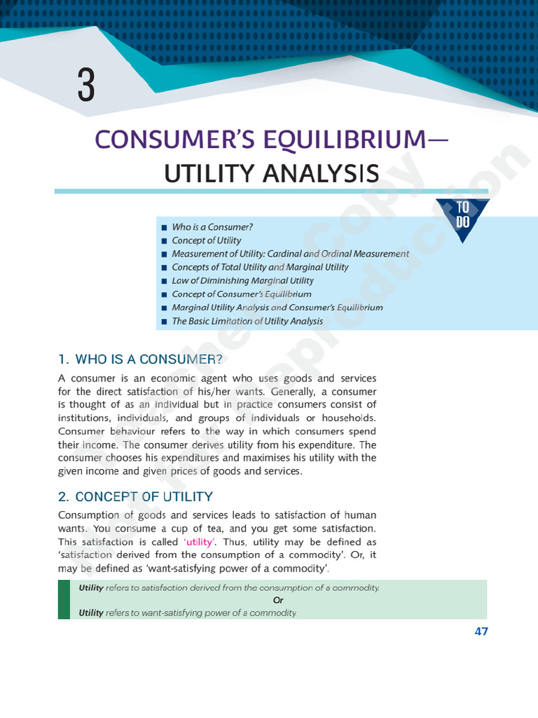 Consumer's Equilibrium - Utility Analysis | PDF