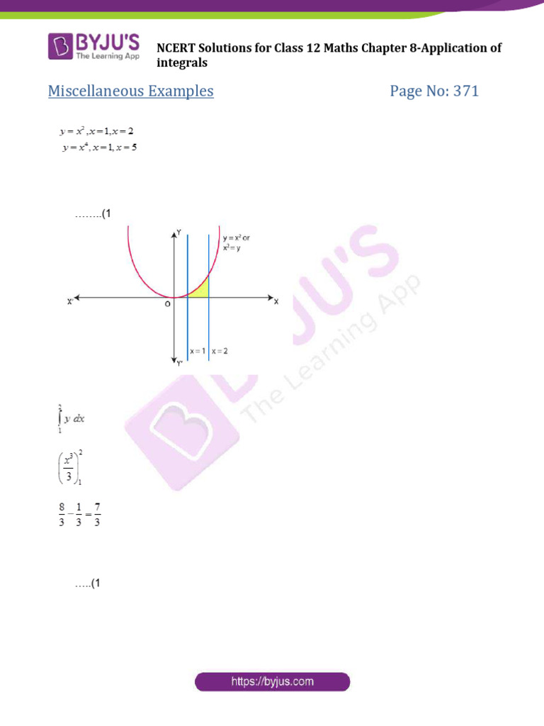 NCERT Solutions For Class 12 Maths Chapter 8 Application of Integrals Miscellaneous Exercise | PDF