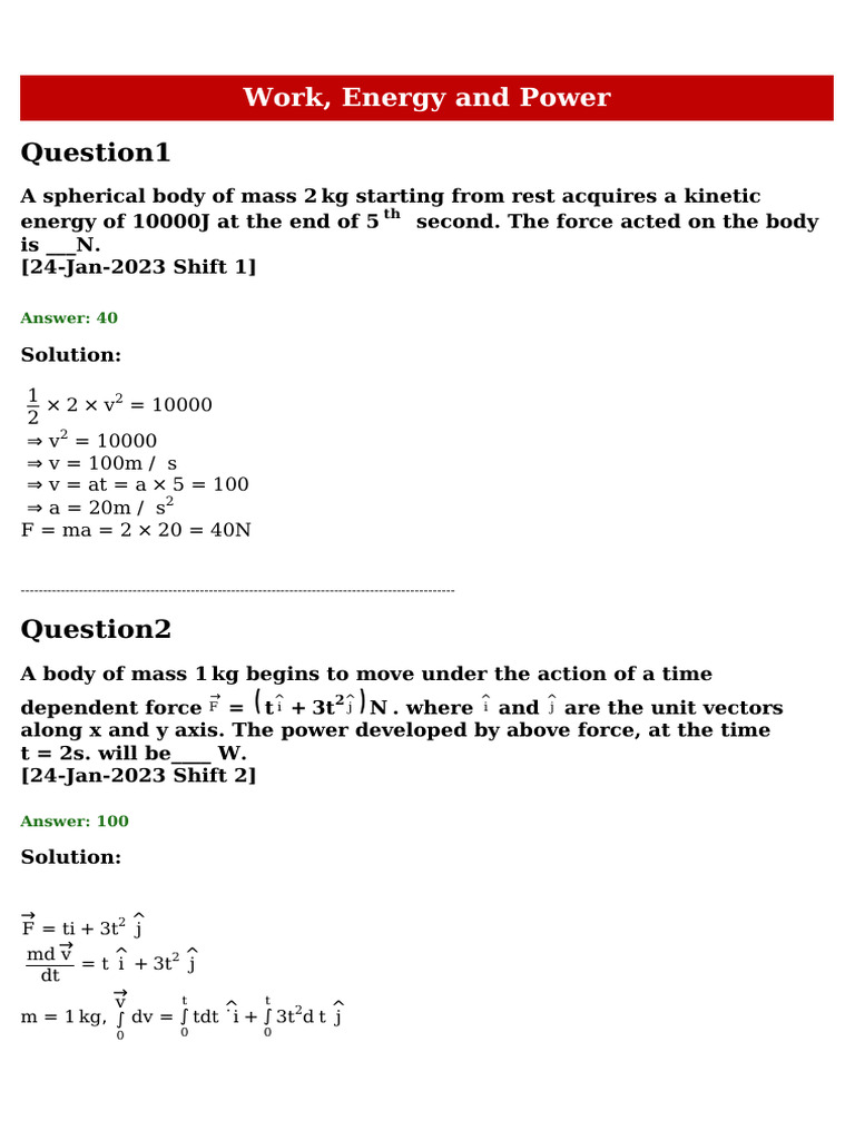 Work Power and Energy PDF | PDF