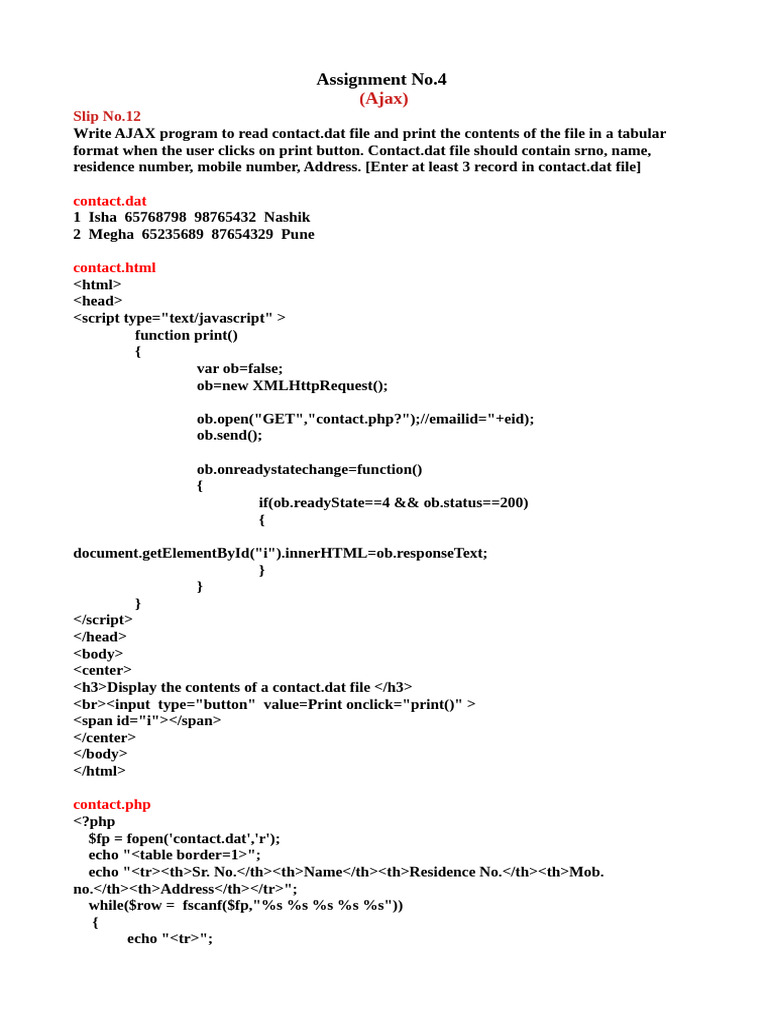 Assignment No.4 (Ajax) | PDF