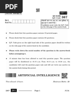 CBSE Class 12 AI Sample Paper 2025-26 | PDF | Design | Data