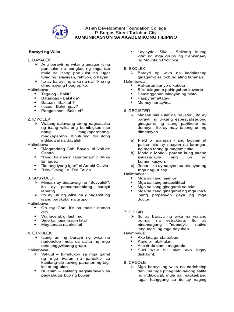 FIL 1 Komunikasyon at Diskurso | PDF