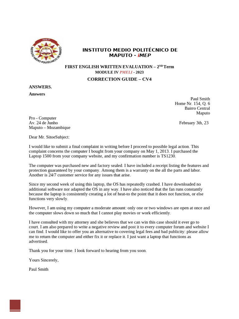 CORRECTION GUIDE | PDF