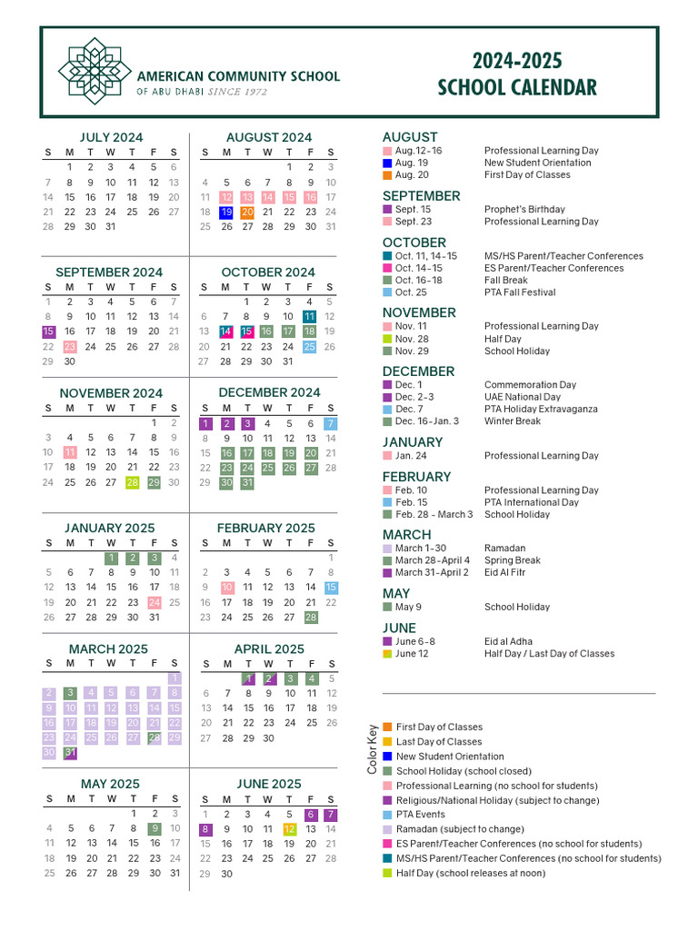2024-25 Calendar | PDF