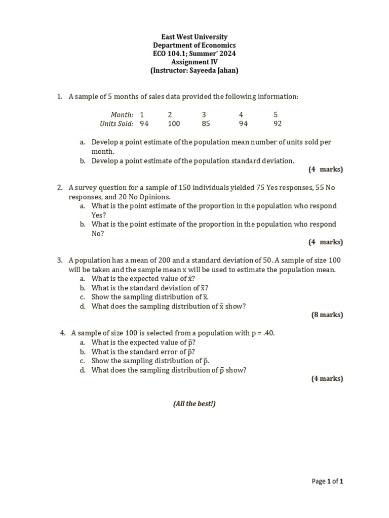 Statistics Assignment IV Overview | PDF