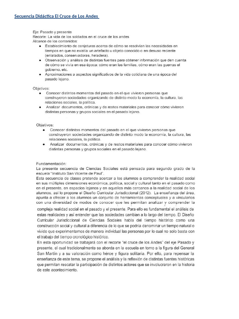 Secuencia Didáctica El Cruce de Los Andes | PDF