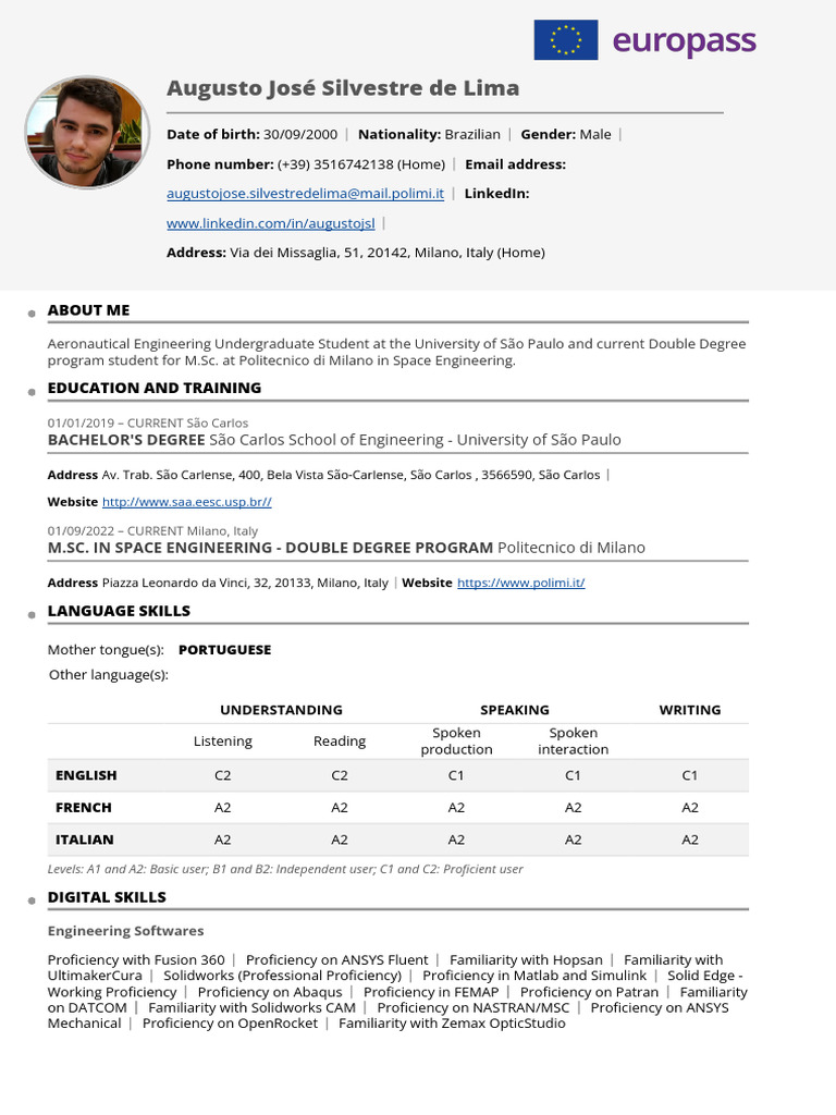 Augusto Lima - CV Europass | PDF