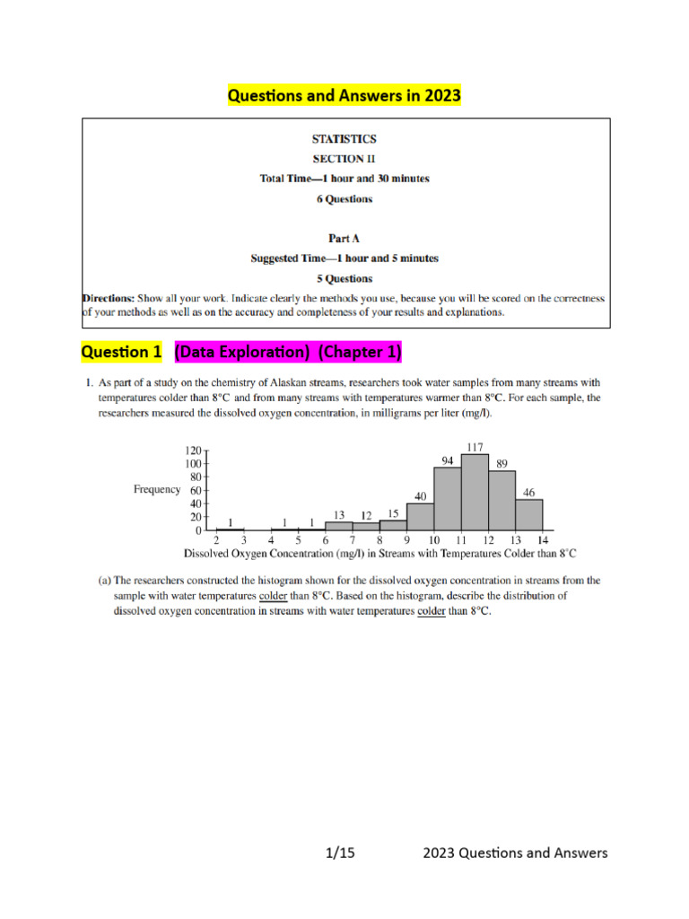 AP Statistics Past 2023 Exam Questions & Solutions | PDF