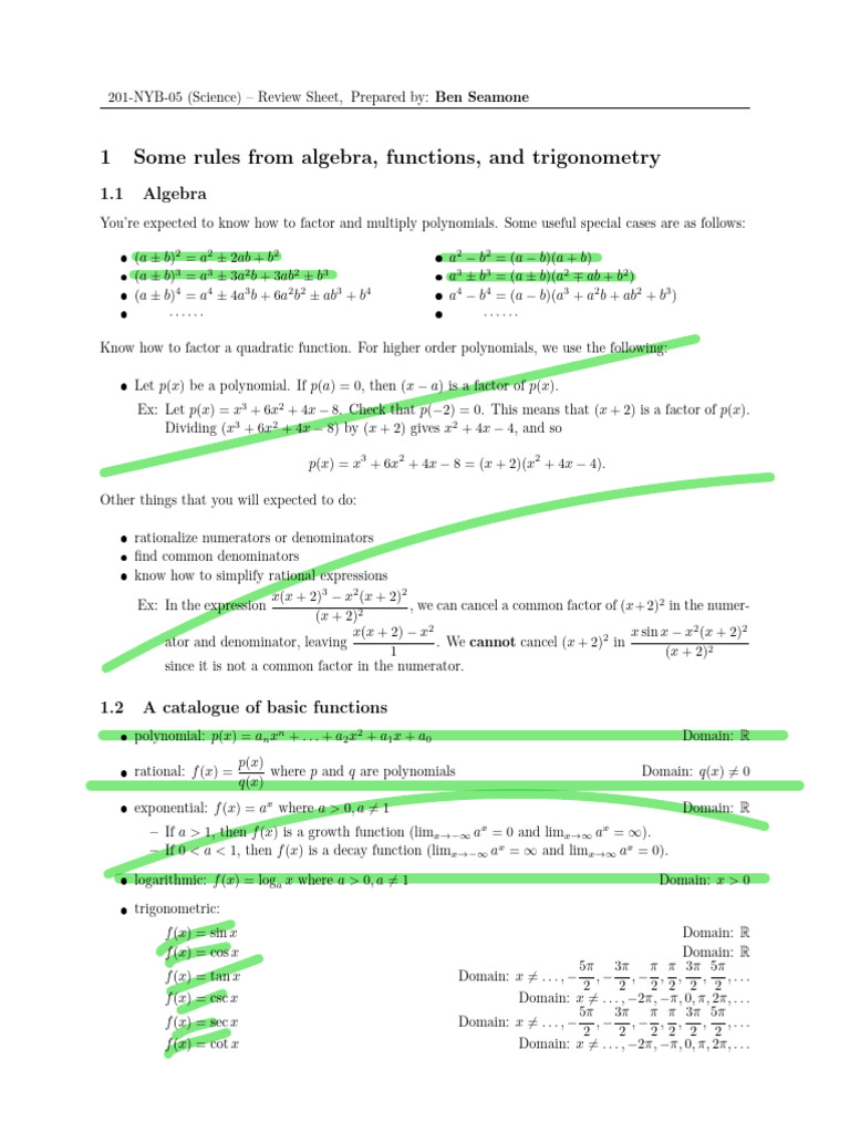 Calculus 2 Review Sheet | PDF