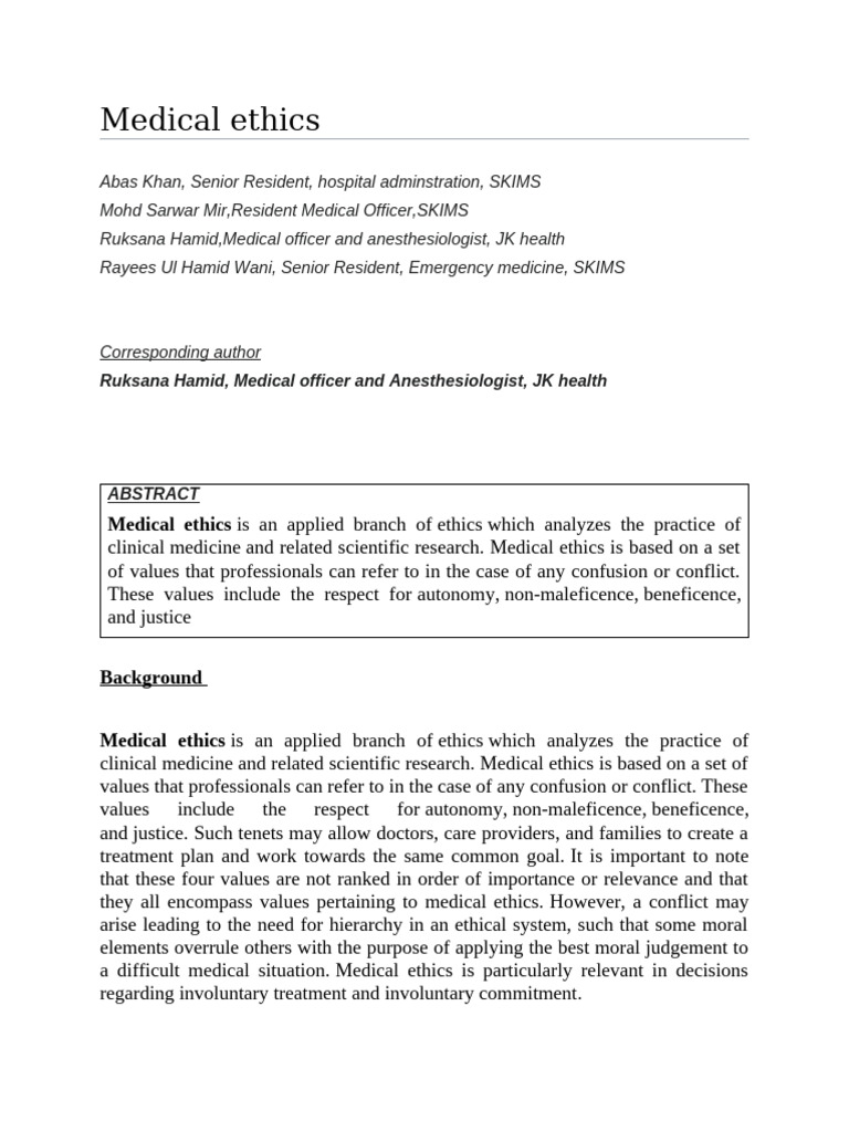 Medical Ethics | PDF