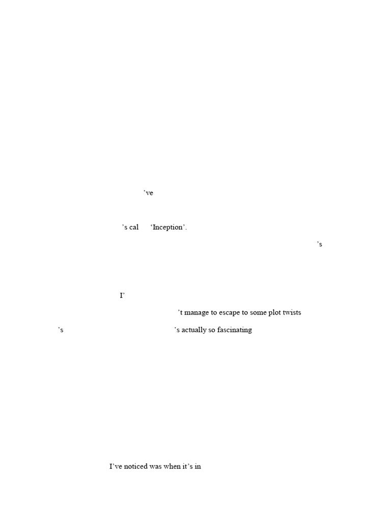 Inception by Christopher Nolan Reflection Paper | PDF