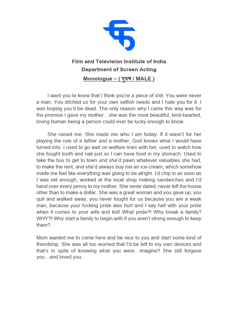 Male English Monologue | PDF