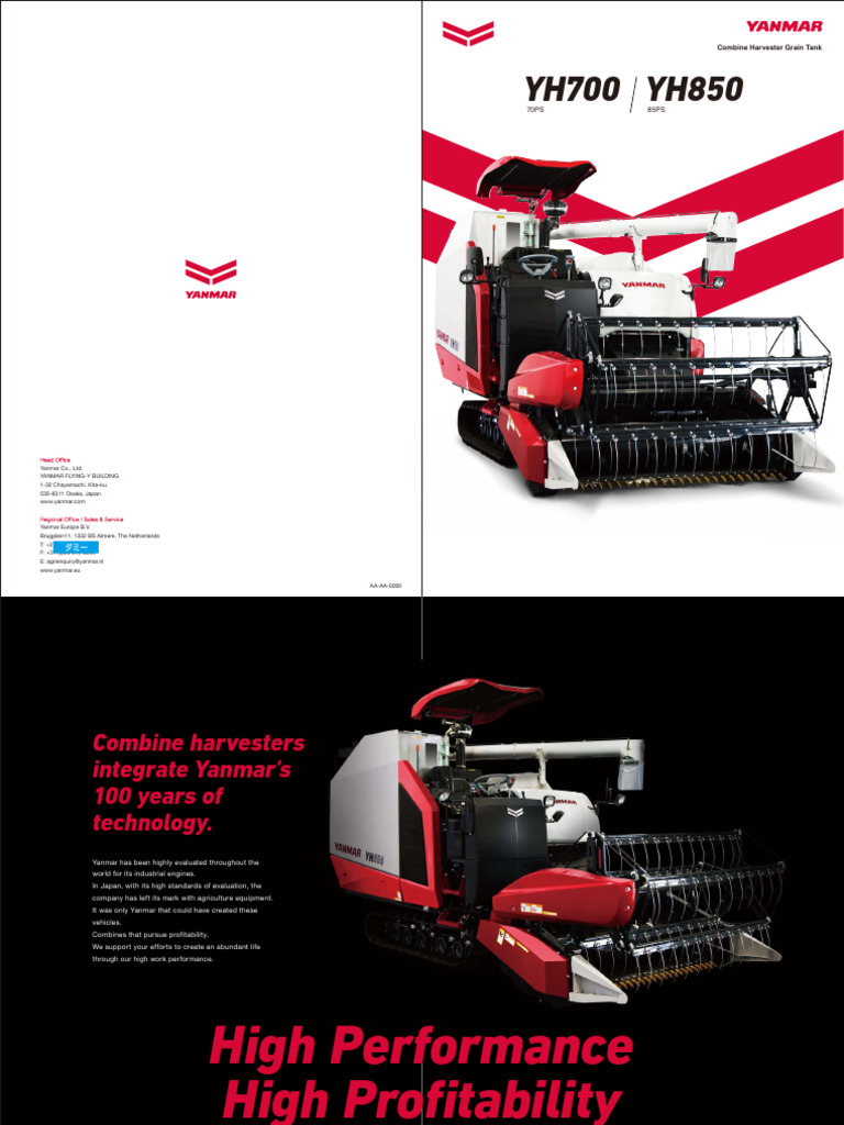 Yanmar Harester Yh700 850 GT en | PDF