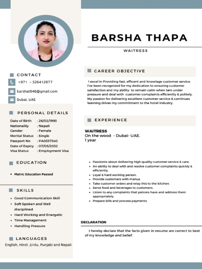 Resume Barsha Thapa | PDF