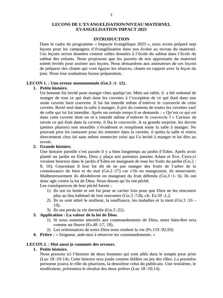 Lecons D'evangelisation | PDF