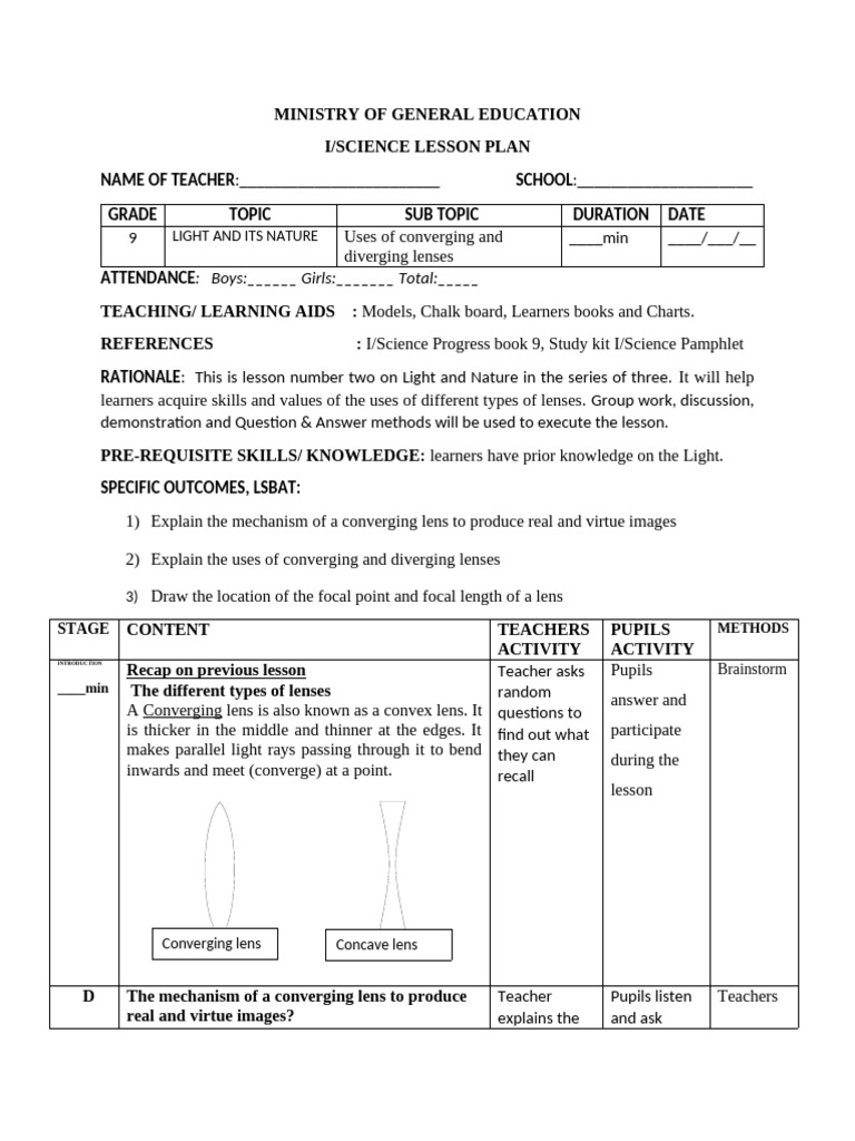 Grade 9 Integrated Science Light and Its Nature - Uses of Converging ...