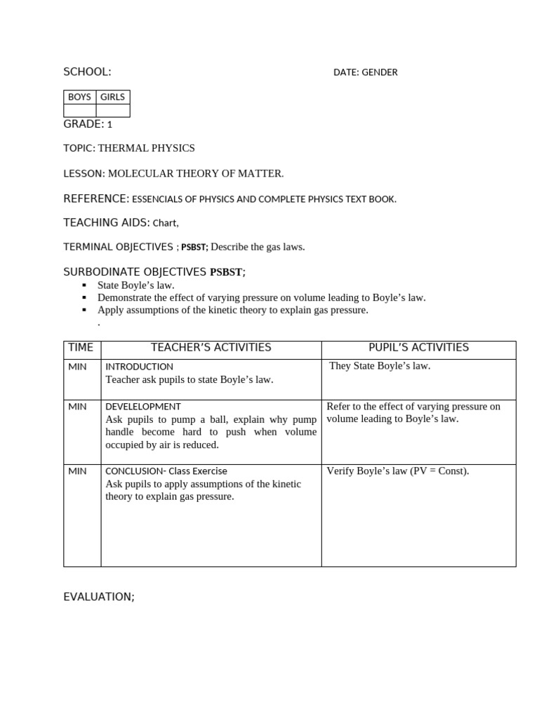 Grade 10 Physics Kinetic Theory of Matter - Molecular Theory of Matter ...