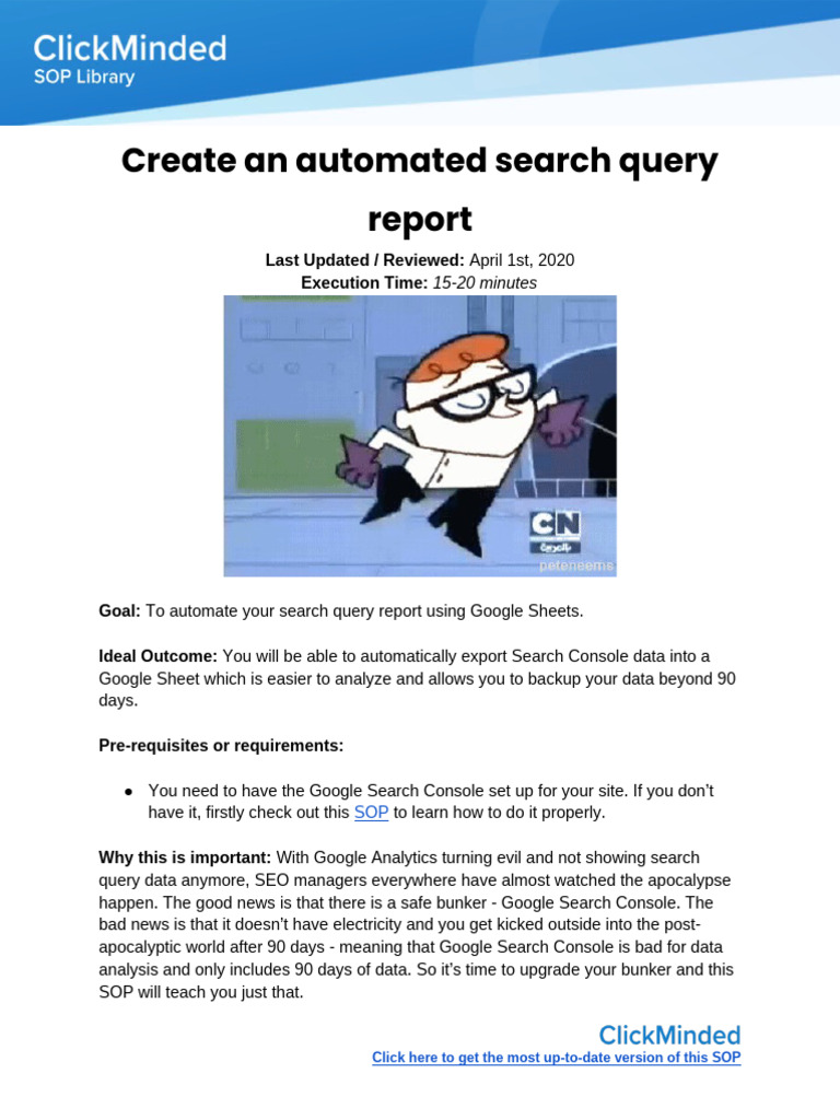 SOP 032 - Create An Automated Search Query Report | PDF