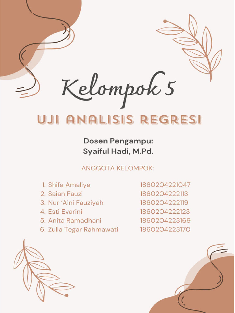Kelompok 5 - Uji Analisis Regresi | PDF
