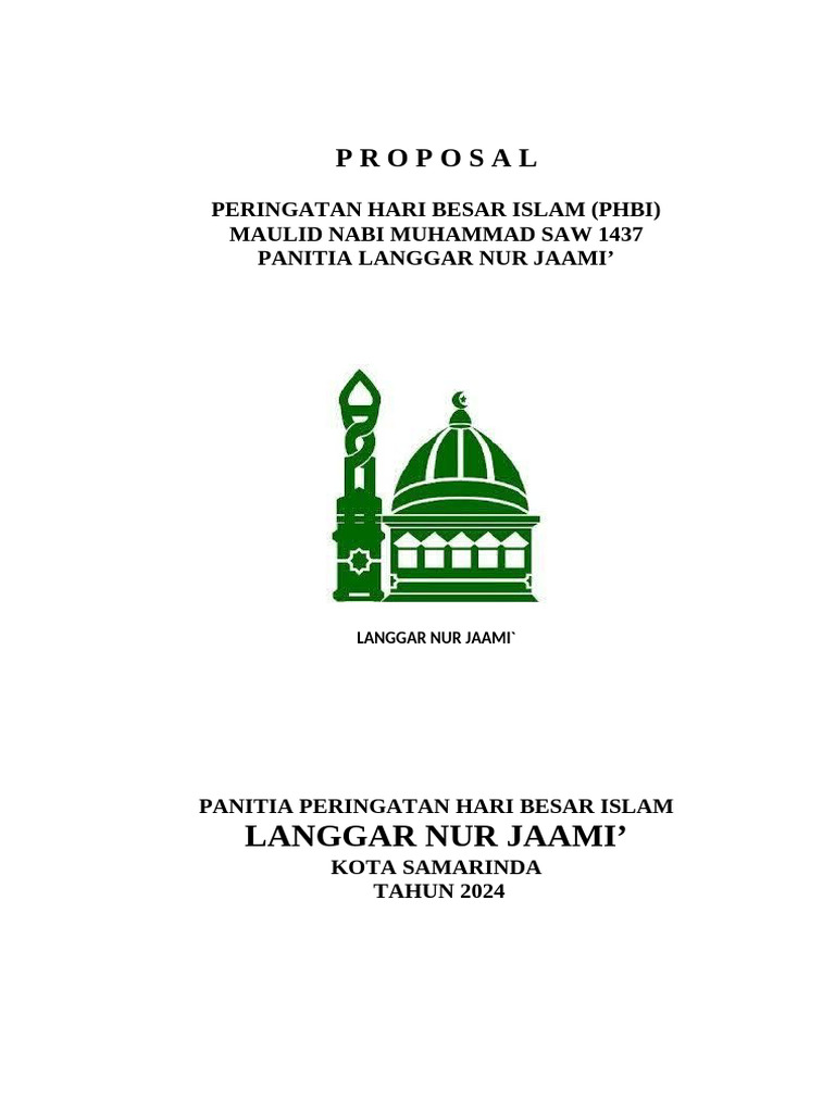 Contoh Proposal Peringatan Maulid Nabi Muhammad SAW | PDF