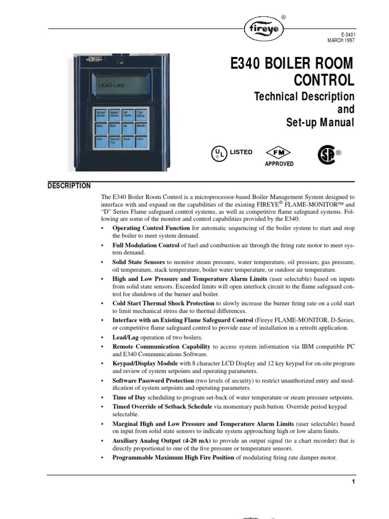 Fireye Boiler Control E340 | PDF | Boiler | Relay