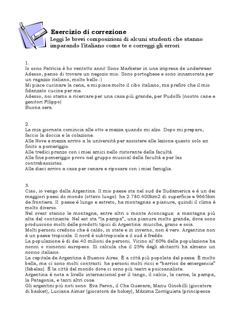 Esercizio di correzione errori Esercizio di correzione errori