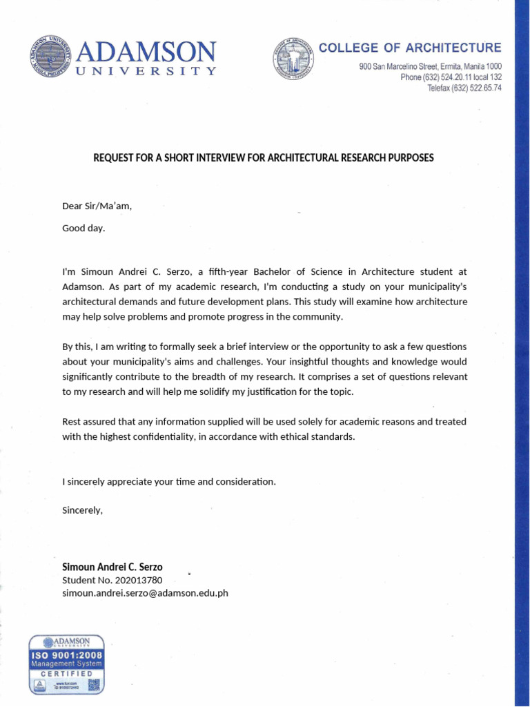 Req Letter For Interview Serzo With Letter Head | PDF